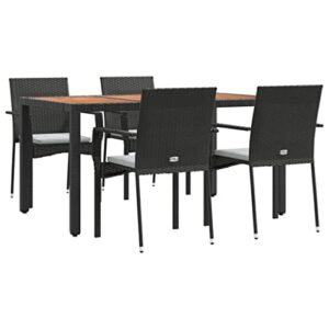 WFAUIBR Dining Set with Cushions 5 Piece Patio ，Lawn Chairs Set ，Outdoor Patio Sets，for Portico, Backyard, Balcony, Garden, Living Room，Black，5 Piece 59.1"