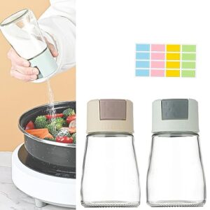 salt and pepper shakers precise quantitative push type, 0.5g quantitative seasoning bottle with label (2pcs-a)