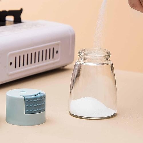 Salt and Pepper Shakers Precise Quantitative Push Type, 0.5g Quantitative Seasoning Bottle with Label (2PCS-A)