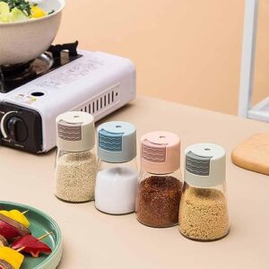 Salt and Pepper Shakers Precise Quantitative Push Type, 0.5g Quantitative Seasoning Bottle with Label (2PCS-A)