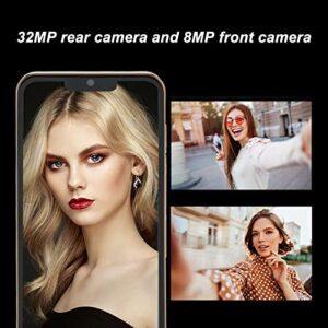 4G Mobile Phone, 5G WiFi Face Recognition 6.1 Inch HD Screen 4GB RAM 64GB ROM 32MP Rear and 8MP Front Camera Unlocked Smartphone for Phone Call (US Plug)