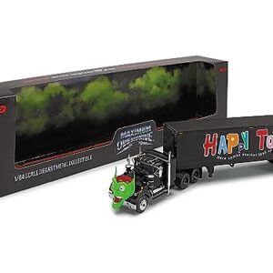 Western Star Truck with Green Goblin Head and 40' Vintage Trailer Happy Toyz Black Maximum Overdrive (1986) Movie 1/64 Diecast Model by DCP/First Gear 60-1503