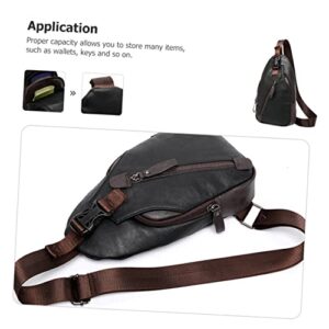 VANZACK Men's Backpack Leather Crossbody Bags Leather Fanny Pack Leather Crossbody Bags for Men Crossbody Bag for Boys Backpack Sling Bag Multipurpose Sling Bag Black Pu Fabric Suspenders