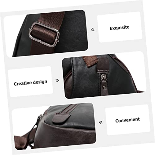 VANZACK Men's Backpack Leather Crossbody Bags Leather Fanny Pack Leather Crossbody Bags for Men Crossbody Bag for Boys Backpack Sling Bag Multipurpose Sling Bag Black Pu Fabric Suspenders