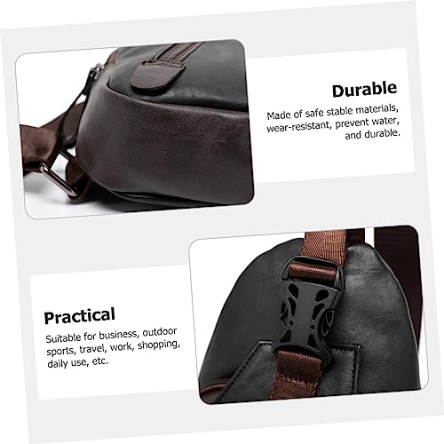 VANZACK Men's Backpack Leather Crossbody Bags Leather Fanny Pack Leather Crossbody Bags for Men Crossbody Bag for Boys Backpack Sling Bag Multipurpose Sling Bag Black Pu Fabric Suspenders