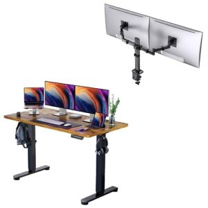 ergear height adjustable electric standing desk dual monitor desk mount