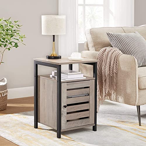 Usumairu End Table with Open Shelf, Side Table, Inner Adjustable Shelf, Steel Frame, 15.7 x 15.7 x 23.6 Inches, Bedroom, Industrial, Greige and Black ULET062B02