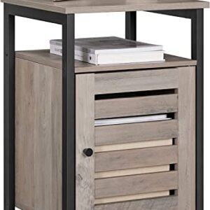 Usumairu End Table with Open Shelf, Side Table, Inner Adjustable Shelf, Steel Frame, 15.7 x 15.7 x 23.6 Inches, Bedroom, Industrial, Greige and Black ULET062B02