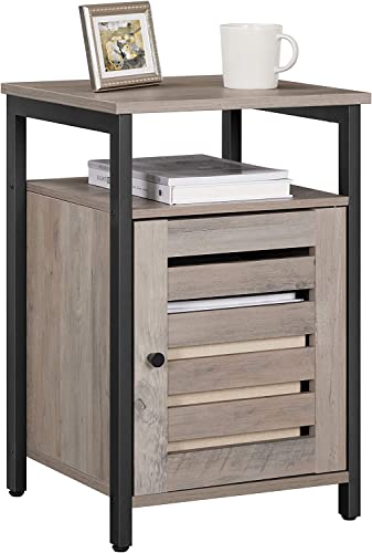 Usumairu End Table with Open Shelf, Side Table, Inner Adjustable Shelf, Steel Frame, 15.7 x 15.7 x 23.6 Inches, Bedroom, Industrial, Greige and Black ULET062B02