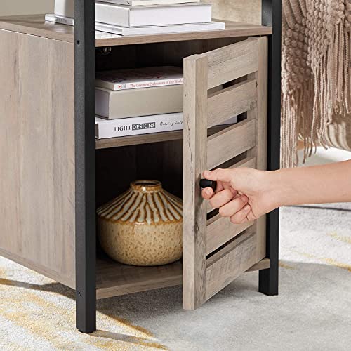 Usumairu End Table with Open Shelf, Side Table, Inner Adjustable Shelf, Steel Frame, 15.7 x 15.7 x 23.6 Inches, Bedroom, Industrial, Greige and Black ULET062B02