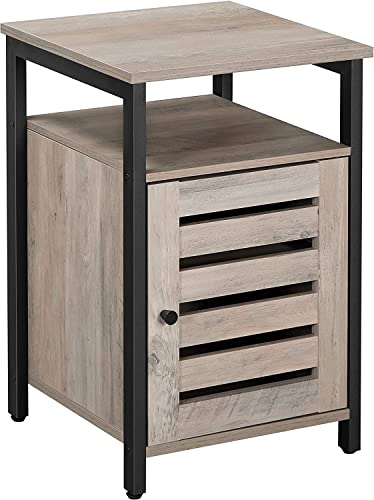 Usumairu End Table with Open Shelf, Side Table, Inner Adjustable Shelf, Steel Frame, 15.7 x 15.7 x 23.6 Inches, Bedroom, Industrial, Greige and Black ULET062B02