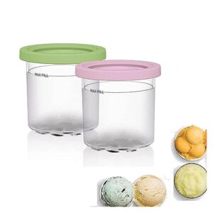 evanem 2/4/6pcs creami containers, for ninja creami deluxe,16 oz creami deluxe pints airtight,reusable compatible nc301 nc300 nc299amz series ice cream maker,pink+green-6pcs