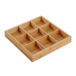 wooden tray divided tray for serving food tea tray food tray multi compartments serving tray for hot pot, fast food, breakfast, tea coffee table christmas(9 compartments)