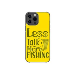 Less Talk More Fishing Funny Sarcastic Fishing Lover Pattern Art Design Anti-Fall and Shockproof Gift iPhone Case (iPhone 12)