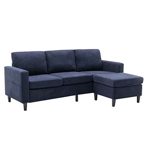 YEBDD Convertible Sectional Sofa with Two Pillows，Living Room L-Shape 3-Seater Upholstered Couch for Small Space