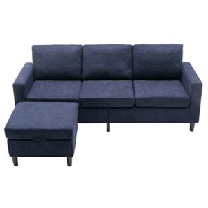 YEBDD Convertible Sectional Sofa with Two Pillows，Living Room L-Shape 3-Seater Upholstered Couch for Small Space