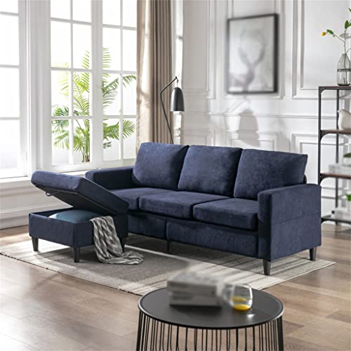 YEBDD Convertible Sectional Sofa with Two Pillows，Living Room L-Shape 3-Seater Upholstered Couch for Small Space