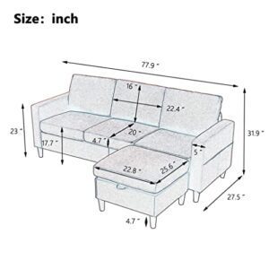 YEBDD Convertible Sectional Sofa with Two Pillows，Living Room L-Shape 3-Seater Upholstered Couch for Small Space