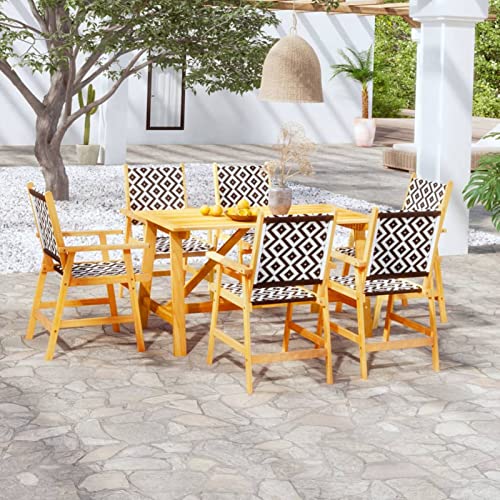 Camerina 7 Piece Patio Dining Set Outdoor Dining Table Set Patio Table and Chairs Set Outdoor Patio Dining Set Solid Acacia Wood 3087125