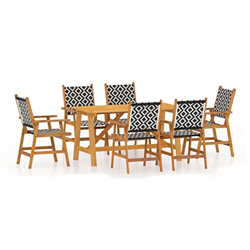 Camerina 7 Piece Patio Dining Set Outdoor Dining Table Set Patio Table and Chairs Set Outdoor Patio Dining Set Solid Acacia Wood 3087125