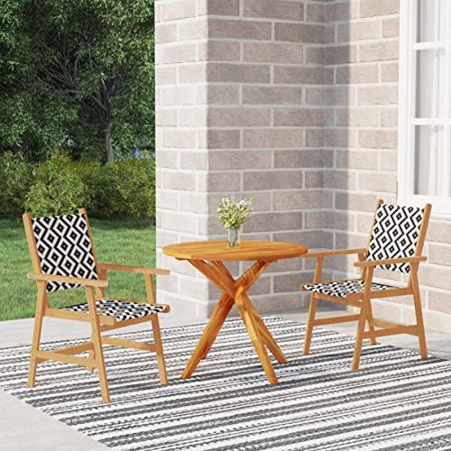 Camerina 3 Piece Patio Dining Set Outdoor Patio Dining Set Outdoor Patio Furniture Patio Set Patio Table and Chairs Set Solid Wood Acacia 3087130