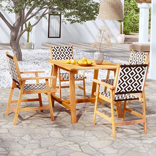 Camerina 5 Piece Patio Dining Set Patio Table and Chairs Set Outdoor Patio Dining Set Outdoor Dining Table Set Solid Acacia Wood 3087123