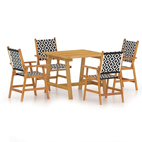 Camerina 5 Piece Patio Dining Set Patio Table and Chairs Set Outdoor Patio Dining Set Outdoor Dining Table Set Solid Acacia Wood 3087123