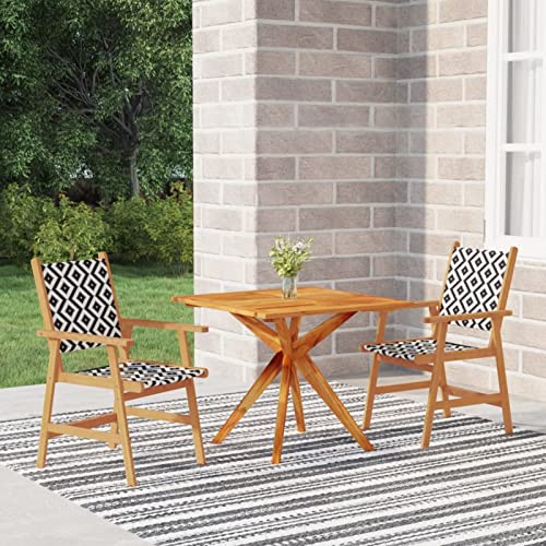 Camerina 3 Piece Patio Dining Set Outdoor Patio Dining Set Outdoor Patio Furniture Patio Set Patio Table and Chairs Set Solid Wood Acacia 3087137