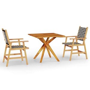 Camerina 3 Piece Patio Dining Set Outdoor Patio Dining Set Outdoor Patio Furniture Patio Set Patio Table and Chairs Set Solid Wood Acacia 3087137