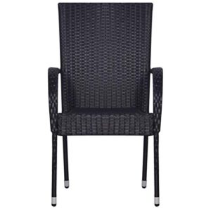 Camerina 3 Piece Patio Dining Set Outdoor Patio Dining Set Outdoor Patio Furniture Patio Set Patio Table and Chairs Set Poly Rattan Black 3072482