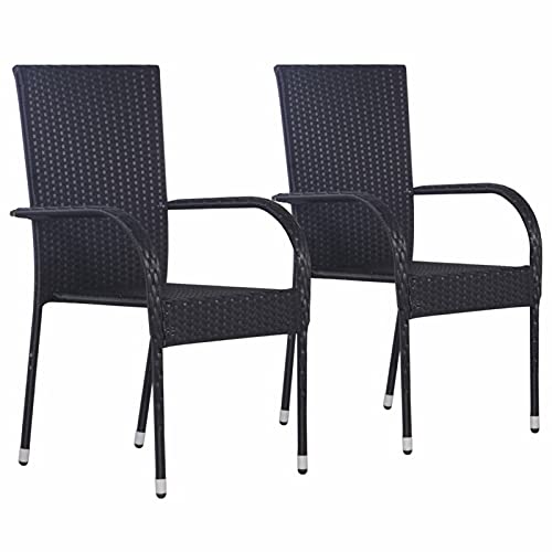 Camerina 3 Piece Patio Dining Set Outdoor Patio Dining Set Outdoor Patio Furniture Patio Set Patio Table and Chairs Set Poly Rattan Black 3072482