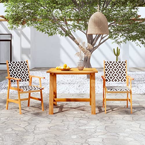 Camerina 3 Piece Patio Dining Set Outdoor Patio Dining Set Outdoor Patio Furniture Patio Set Patio Table and Chairs Set Solid Acacia Wood 3087122