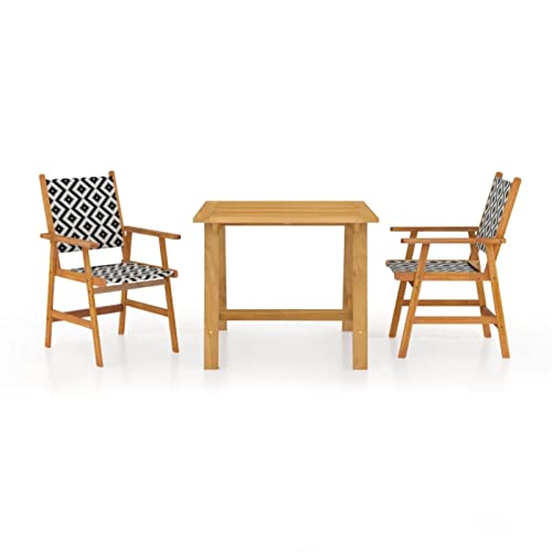 Camerina 3 Piece Patio Dining Set Outdoor Patio Dining Set Outdoor Patio Furniture Patio Set Patio Table and Chairs Set Solid Acacia Wood 3087122