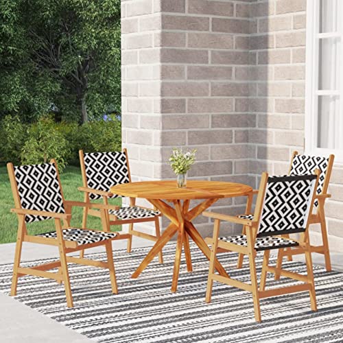 Camerina 5 Piece Patio Dining Set Outdoor Dining Table Set Patio Table and Chairs Set Outdoor Patio Dining Set Solid Wood Acacia 3087133