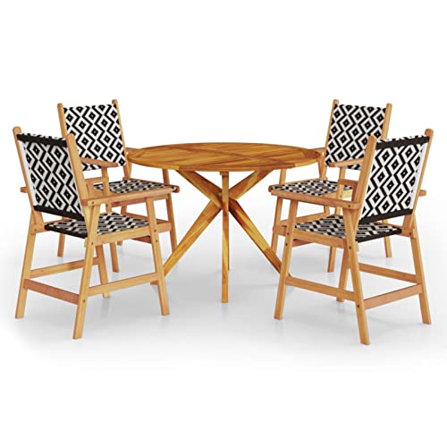 Camerina 5 Piece Patio Dining Set Outdoor Dining Table Set Patio Table and Chairs Set Outdoor Patio Dining Set Solid Wood Acacia 3087133