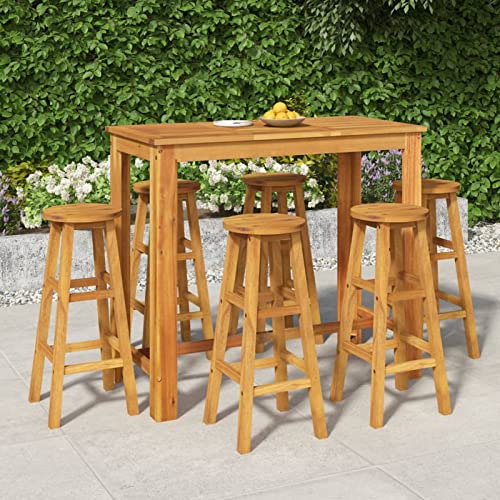 Camerina 7 Piece Patio Dining Set Outdoor Dining Table Set Patio Table and Chairs Set Outdoor Patio Dining Set Solid Wood Acacia 3154395