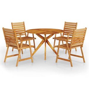 Camerina 5 Piece Patio Dining Set Outdoor Dining Table Set Patio Table and Chairs Set Outdoor Patio Dining Set Solid Wood Acacia 3087132