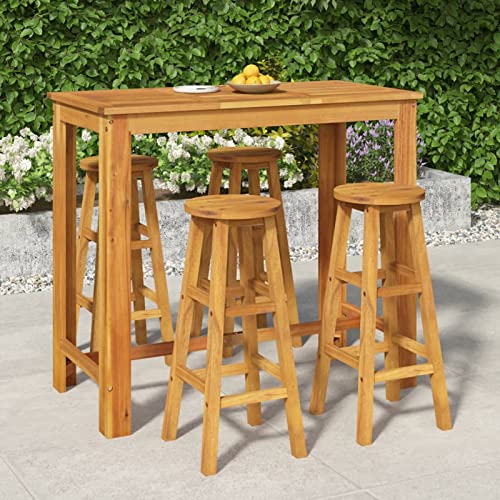 Camerina 5 Piece Patio Dining Set Outdoor Dining Table Set Patio Table and Chairs Set Outdoor Patio Dining Set Solid Wood Acacia 3154394