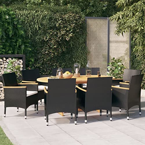 Camerina 9 Piece Patio Dining Set with Cushions Outdoor Table and Chairs Patio Dining Sets Outdoor Patio Table and Chairs Black