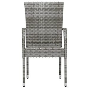 qiangxing 3 Piece Patio Dining Set Outdoor Patio Dining Set Outdoor Patio Furniture Patio Set Patio Table and Chairs Set Poly Rattan Gray 3098029