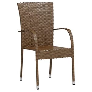 qiangxing 3 Piece Patio Dining Set Outdoor Patio Dining Set Outdoor Patio Furniture Patio Set Patio Table and Chairs Set Poly Rattan Brown 3098027