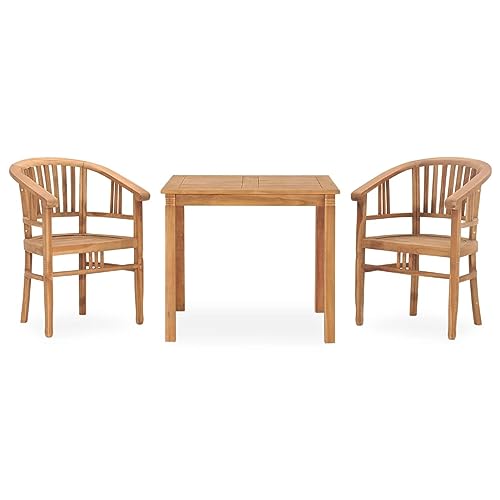 qiangxing 3 Piece Patio Dining Set Outdoor Patio Dining Set Outdoor Patio Furniture Patio Set Patio Table and Chairs Set Solid Teak Wood 3060002