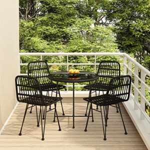 camerina 5 piece patio dining set patio table and chairs set outdoor patio dining set outdoor patio furniture patio set black poly rattan 3157844