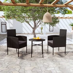 qiangxing 3 piece patio dining set outdoor patio dining set outdoor patio furniture patio set patio table and chairs set poly rattan black 3098036