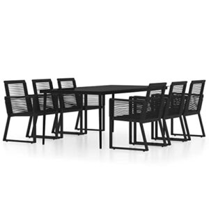 Camerina 7 Piece Patio Dining Set Outdoor Dining Table Set Patio Table and Chairs Set Outdoor Patio Dining Set Black 3099159