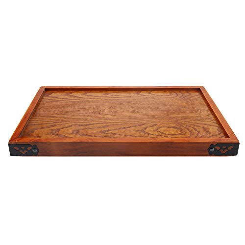 Ikunde Large Wood Serving Tea Water Drinks Tray Wooden Breakfast Tea Serving Tray with Handle