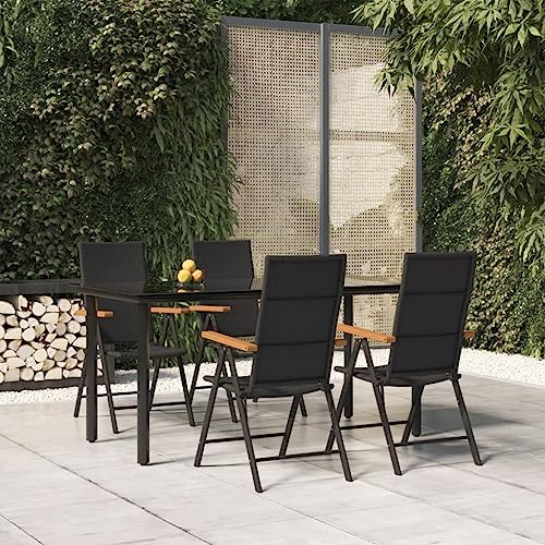 qiangxing 5 Piece Patio Dining Set Patio Table and Chairs Set Outdoor Patio Dining Set Outdoor Patio Furniture Patio Set Black and Brown Poly Rattan 3156520