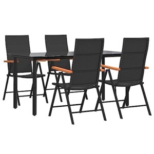 qiangxing 5 Piece Patio Dining Set Patio Table and Chairs Set Outdoor Patio Dining Set Outdoor Patio Furniture Patio Set Black and Brown Poly Rattan 3156520