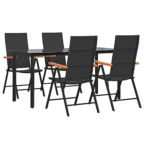 qiangxing 5 Piece Patio Dining Set Patio Table and Chairs Set Outdoor Patio Dining Set Outdoor Patio Furniture Patio Set Black and Brown Poly Rattan 3156520