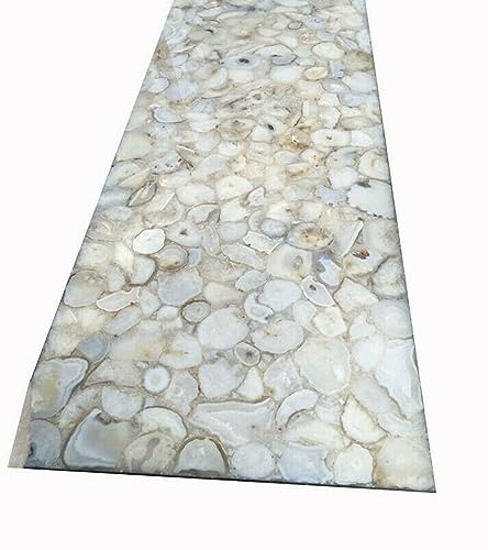 30 x 60 Inches White Agate Stone Dining Table Top with Elegant Look Rectangle Meeting Table from Indian Heritage Art and Crafts